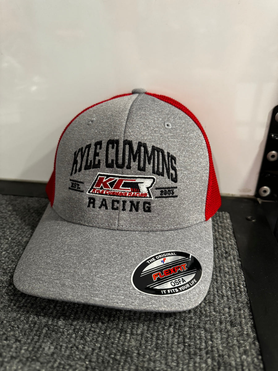 KCR Flexfit Grey/Red Hat – Kyle Cummins Racing